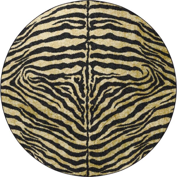 HomeRoots 8' Round Gold Animal Print Runner Rug 2000491636 - The Home Depot