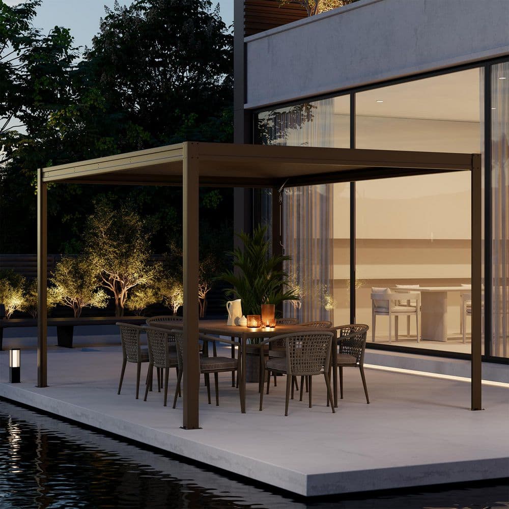 Clihome 10 ft. x 13 ft. Aluminum Frame Louvered Pergola with Adjustable ...