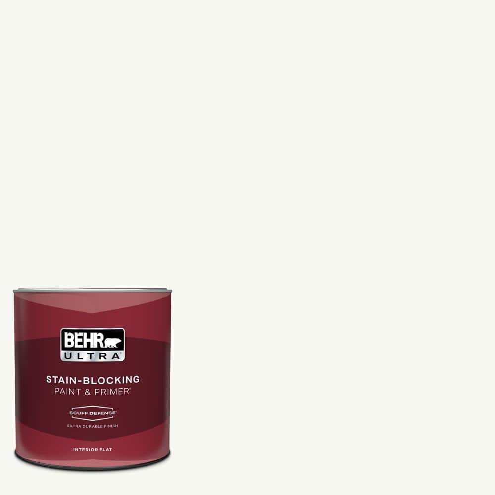BEHR ULTRA 1 qt. Ultra Pure White Extra Durable Flat Interior Paint ...