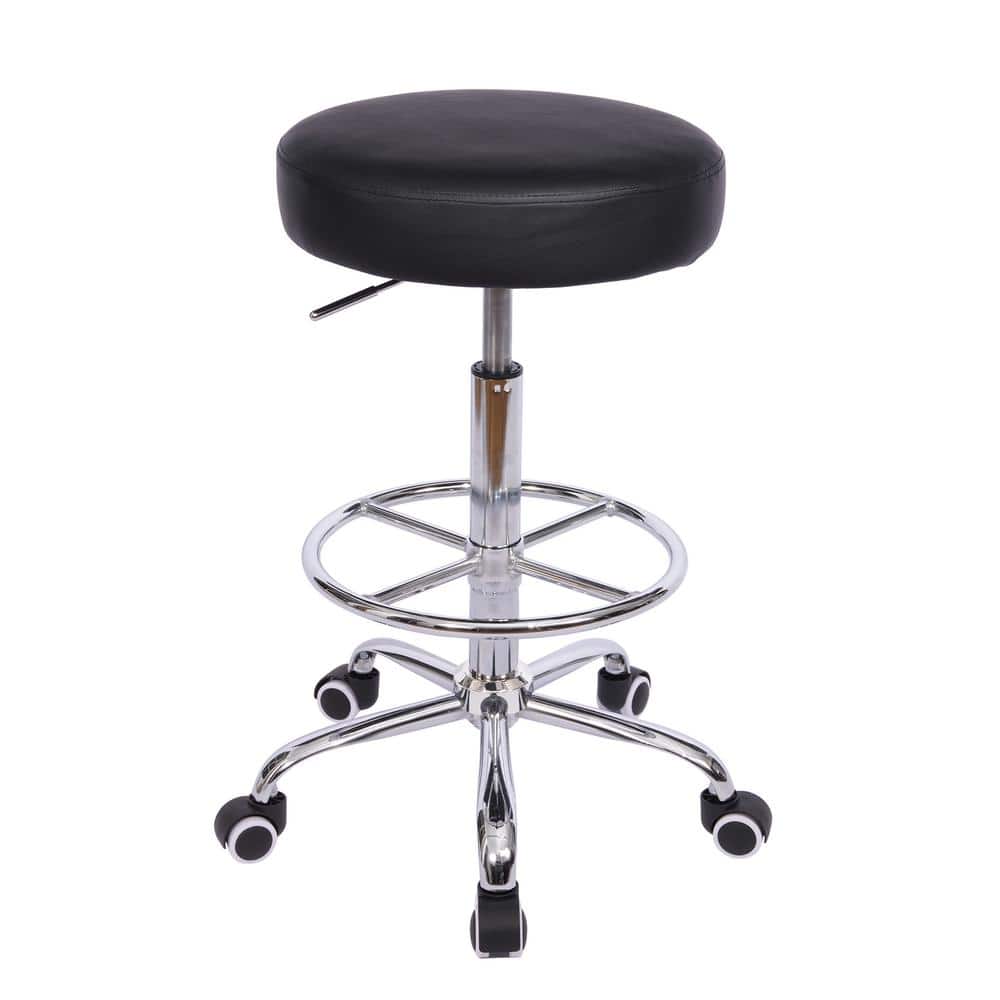 VECELO Office Stool Faux Leather Rolling Ergonomic Office Chair in ...