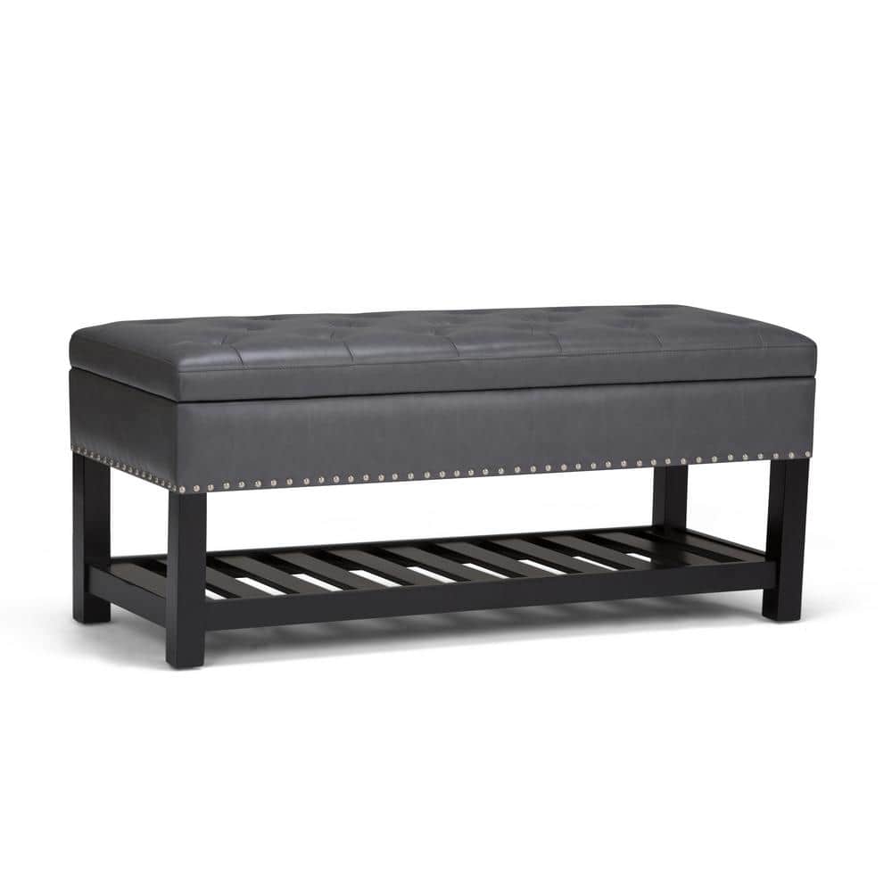 Simpli Home Lomond 44 in. Wide Transitional Rectangle Storage Ottoman ...