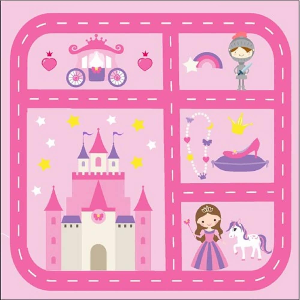TrafficMaster Princess Play Town Doormat 4 ft. x 4 ft. Kids Play Area ...