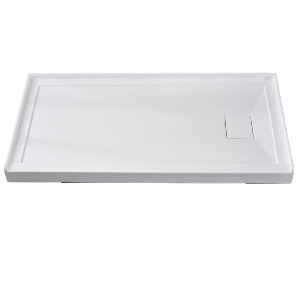 NTQ 60 in. x 36 in. Acrylic Single Threshold Shower Pan Alcove Floor ...
