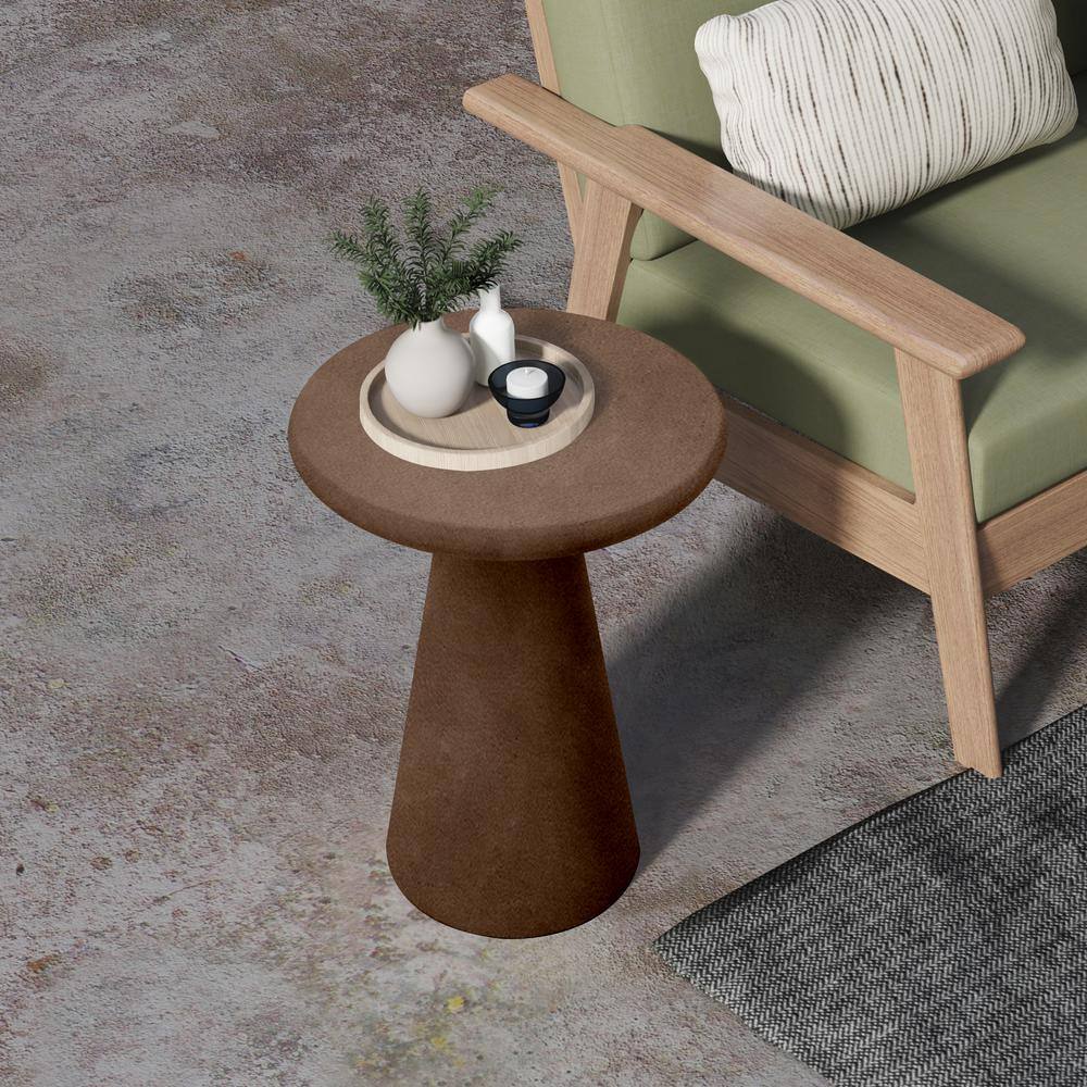 UPHA 16 in. Dark Brown Concrete Fade Resistant Patio Outdoor Side Table ...