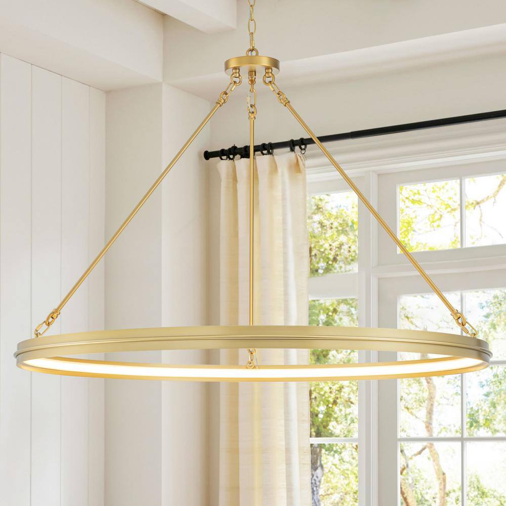 Rennnsan Lucian 1 - Light Brushed Gold LED Wagon Wheel Pendant Light ...