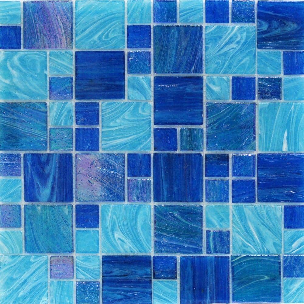 Ivy Hill Tile Aqua Blue Ocean French Pattern 3 in. x 6 in. Glass Floor ...