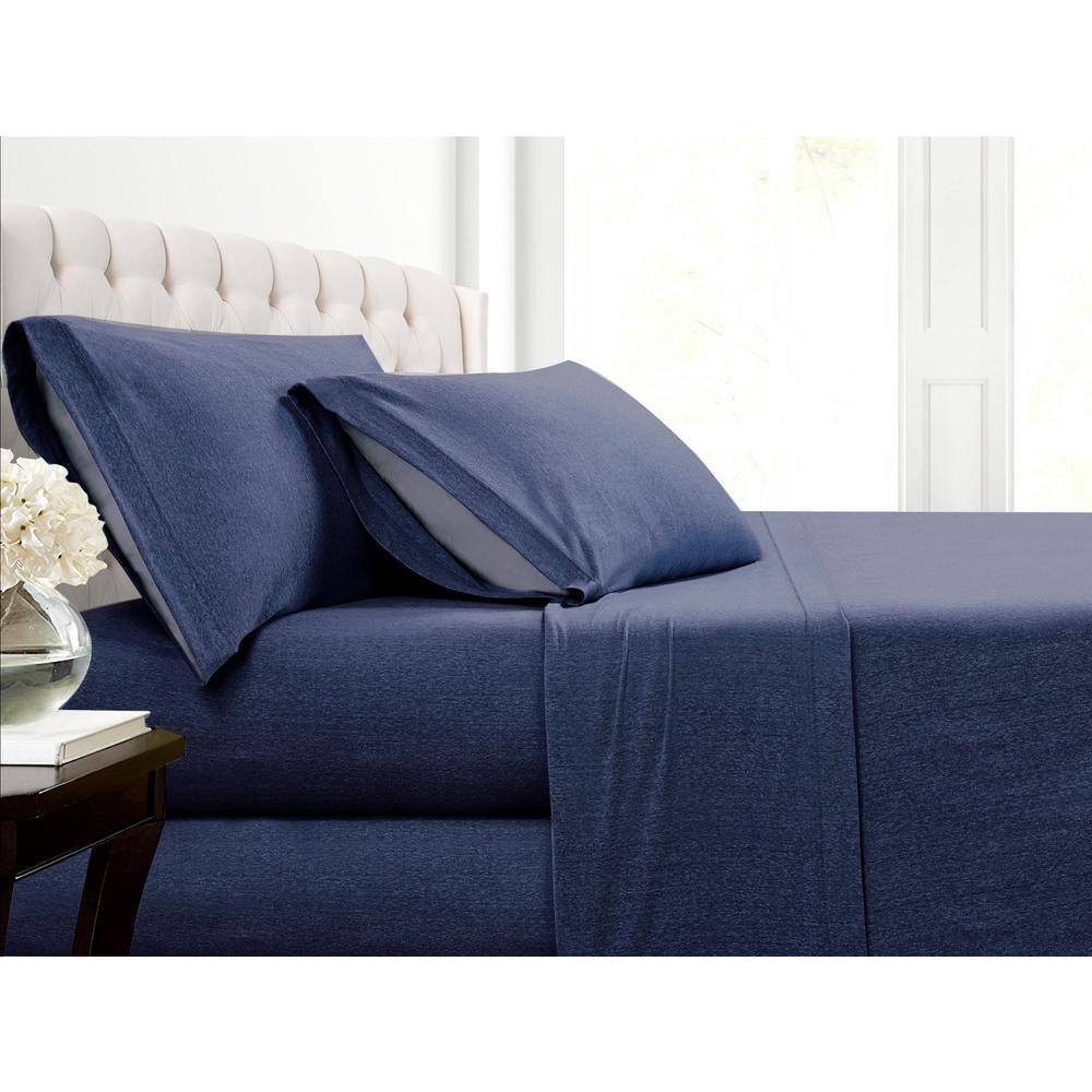 Morgan Home 4-Piece Indigo Solid Full Sheet Set-M537516 - The Home Depot