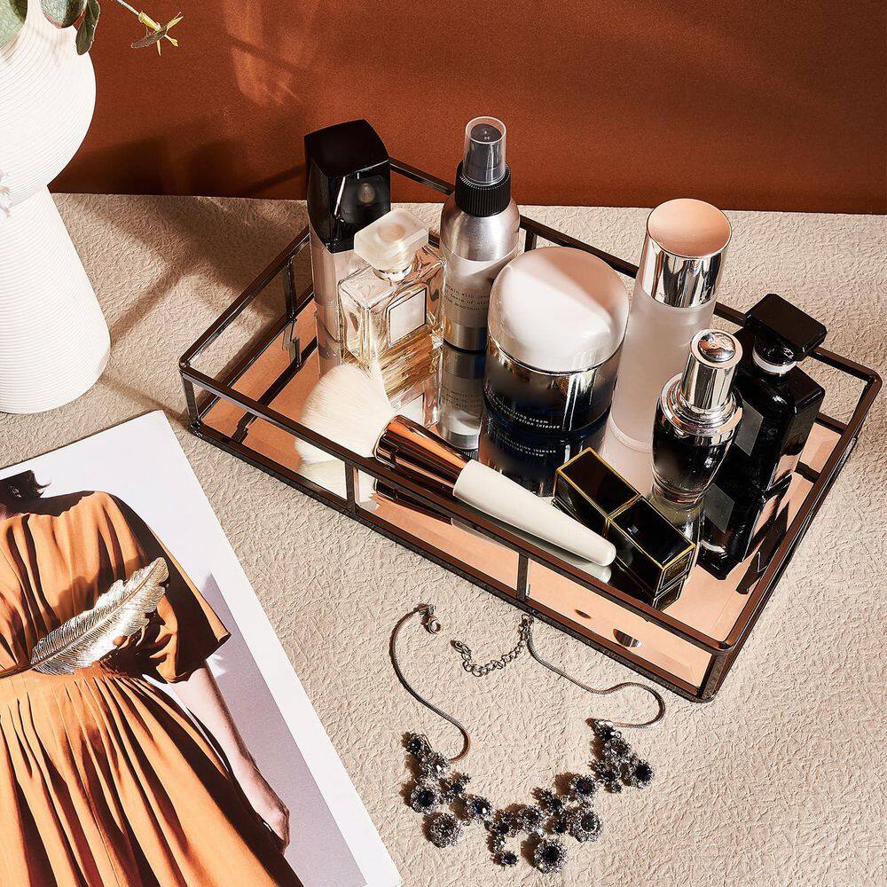 Smoky Black Dresser Ornate Tray Metal Decorative Tray Jewelry Perfume ...