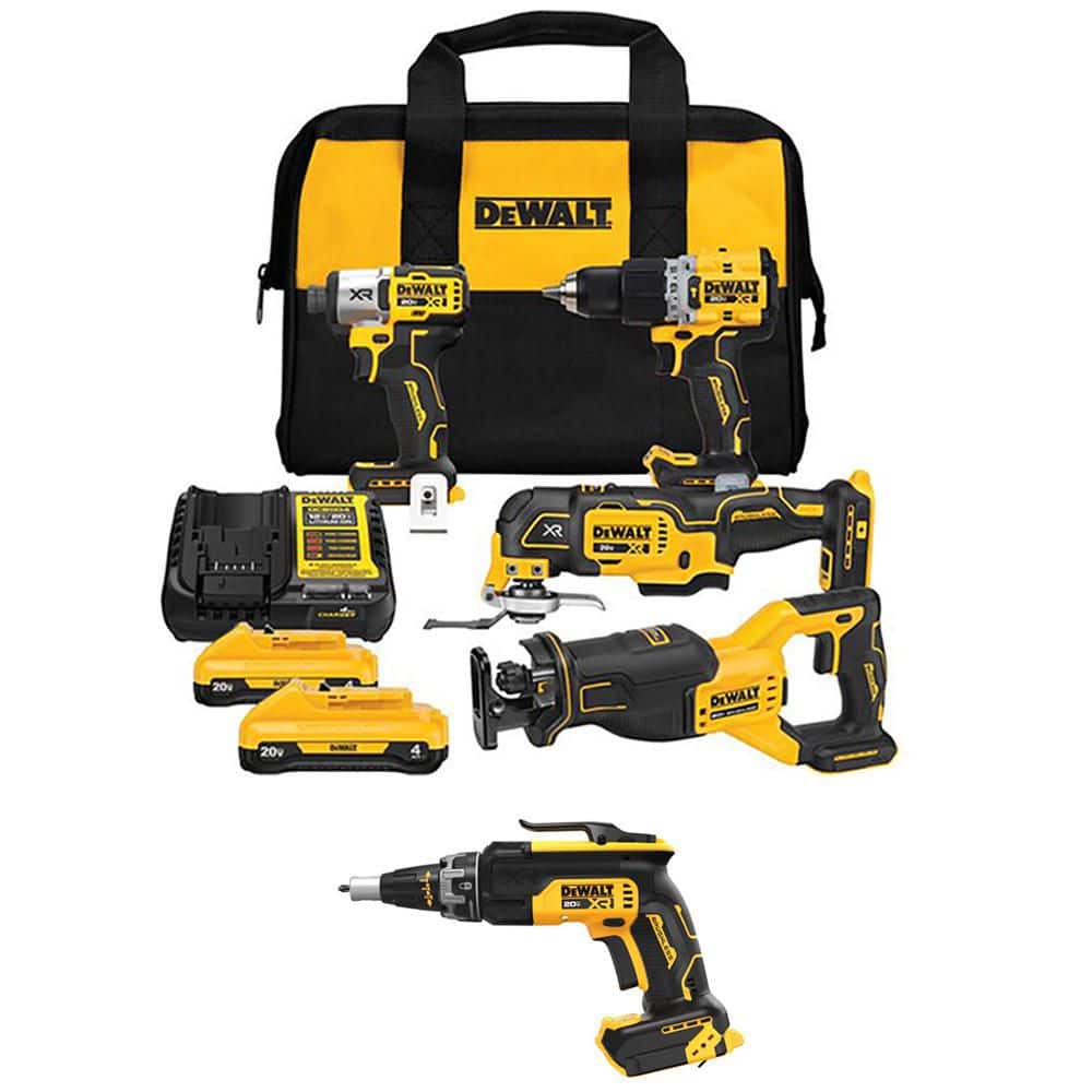 DEWALT 20V MAX Lithium-Ion Cordless 4-Tool Combo Kit and XR 20V MAX ...