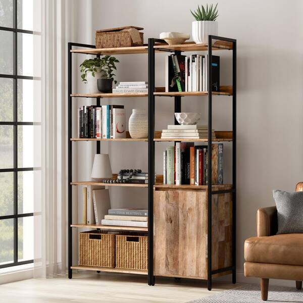 Simpli Home Kelsey 50 in. Tall Solid Mango Wood Bookcase 2-piece Set in ...