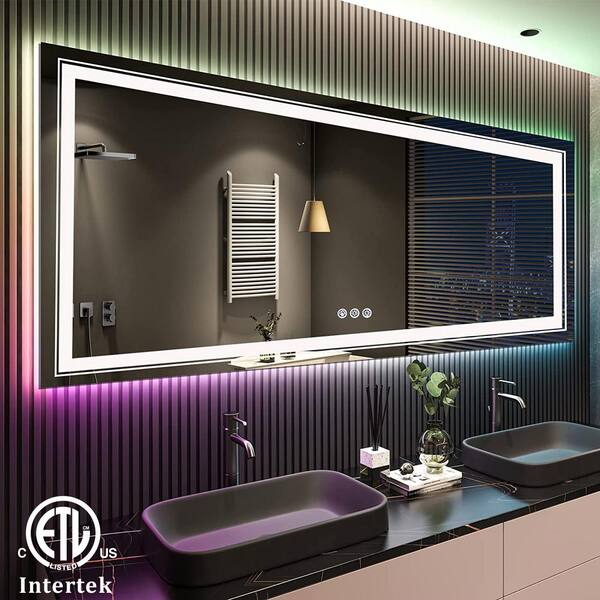 Apmir 84 in. W x 32 in. H Rectangular Frameless RGB Backlit & LED ...