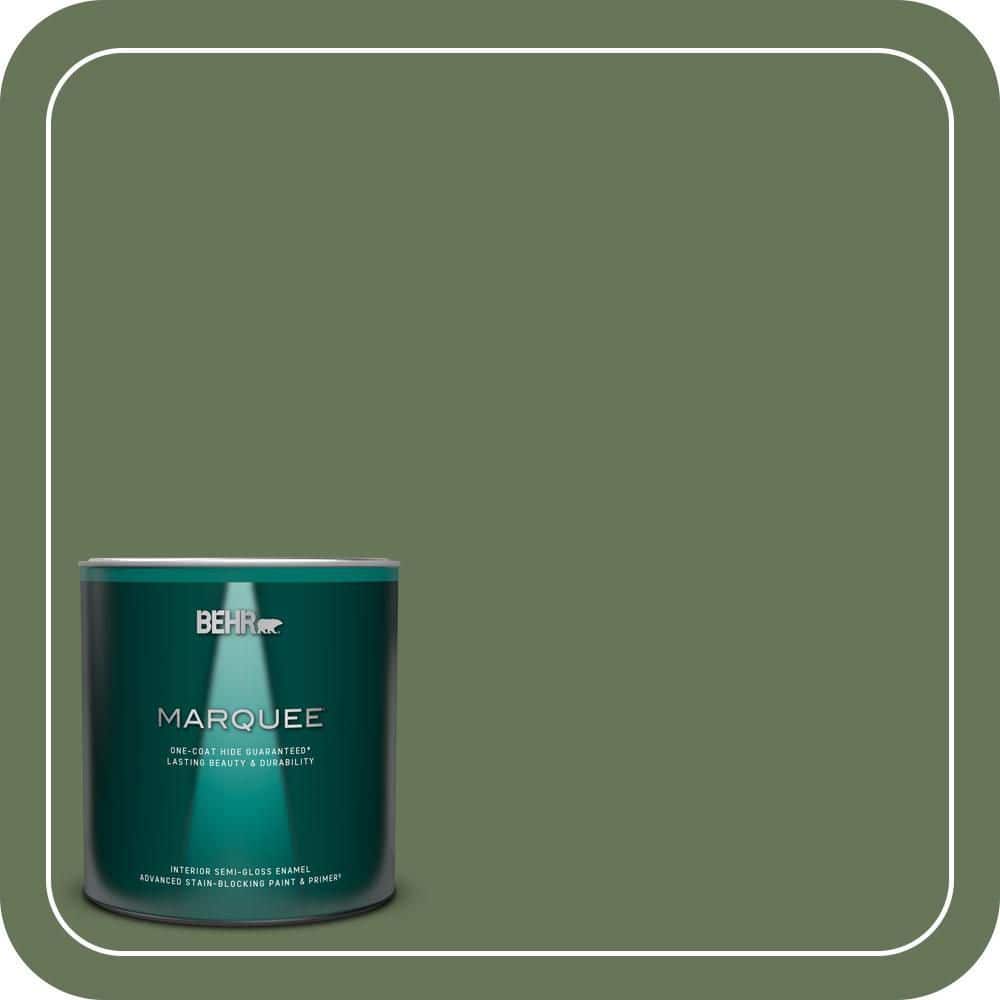 BEHR MARQUEE 1 qt. #PPU10-01 Scallion Semi-Gloss Enamel Interior Paint ...