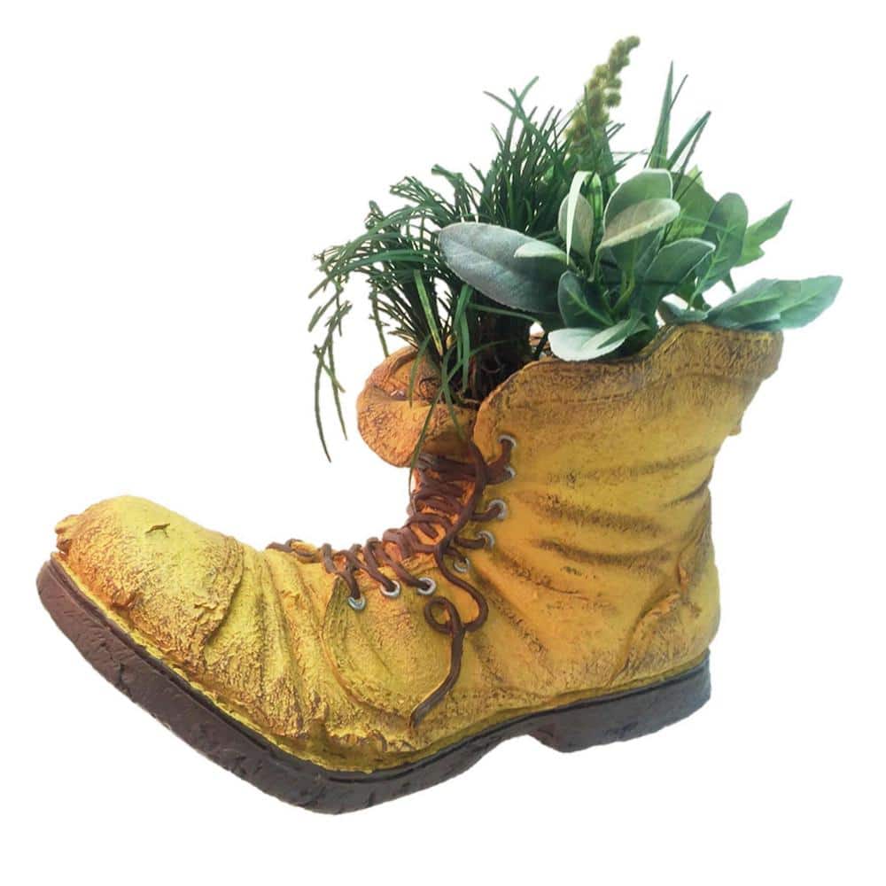 Toad Hollow 10-1/2 in. Old Boot Planter Garden Statue (Holds 6 in. Pot ...