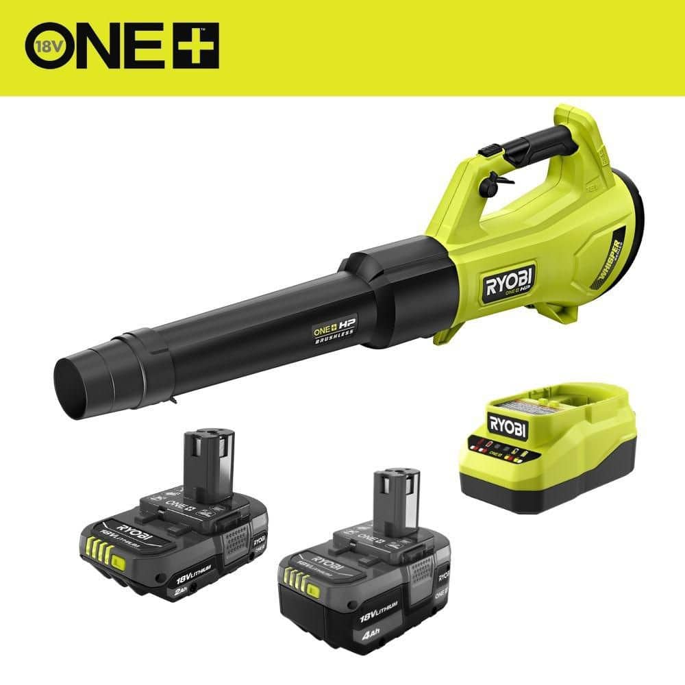 RYOBI ONE+ 18V Lithium-Ion Starter Kit with 2.0 Ah Battery, 4.0 Ah ...