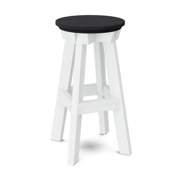 Wildridge Heritage Black and White HDPE Plastic Outdoor Bar Stool LCC ...