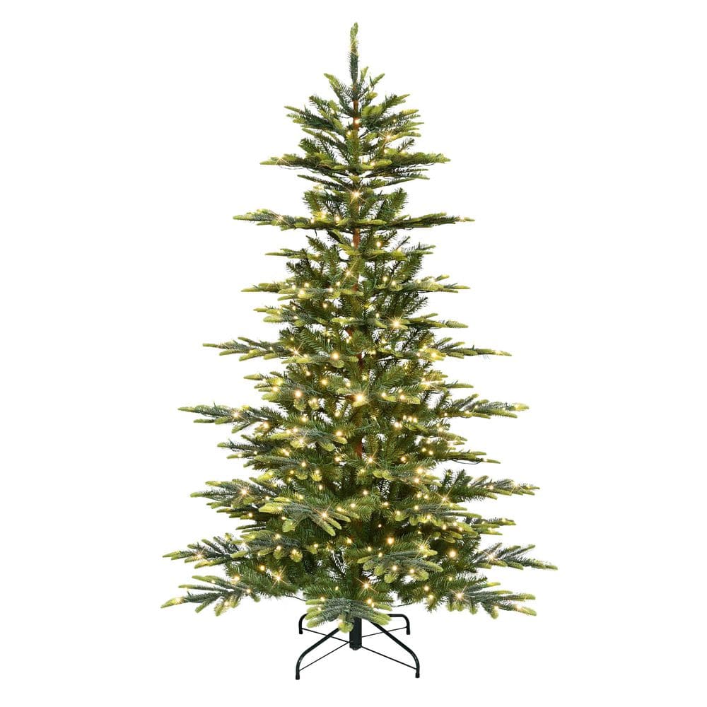 Puleo International 6.5 ft. Pre-Lit Aspen Fir Artificial Christmas Tree ...