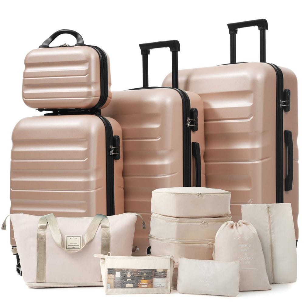 Harper & Bright Designs 5 Bags 5-Piece Champagne ABS Hardshell 12 in ...