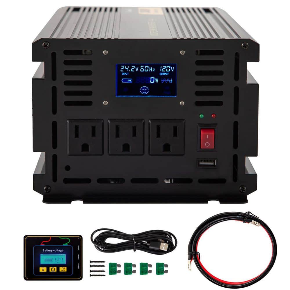 SKYSHALO Power Inverter, 2000W Modified Sine Wave Inverter, DC 24V to ...