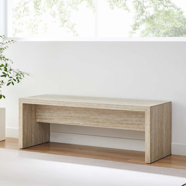 MODWAY Mirella Travertine Dining Bench 53.5 in. EEI-6774-TRA - The Home ...