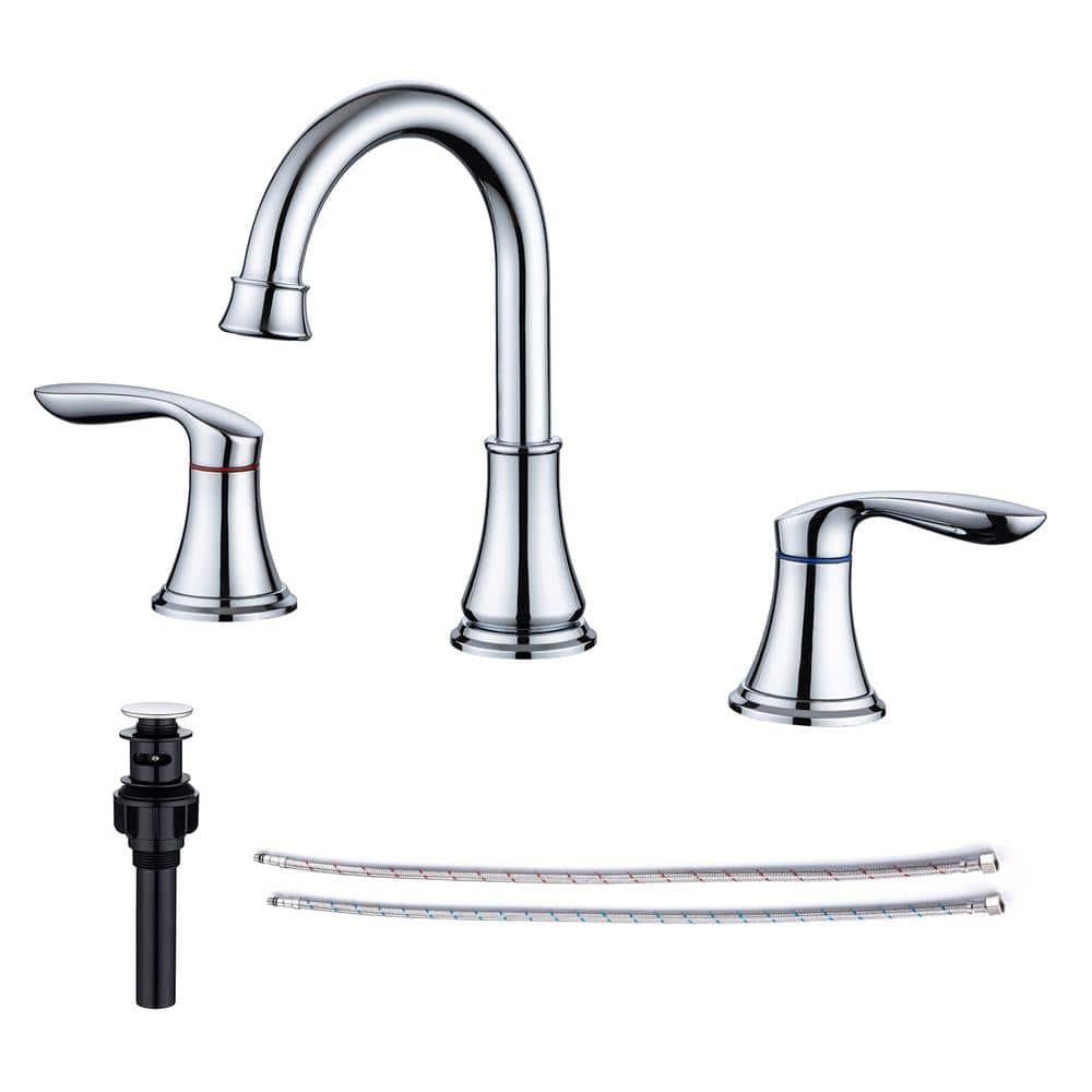 RAINLEX 8 in. Widespread Double Handle Bathroom Faucet with Drain ...