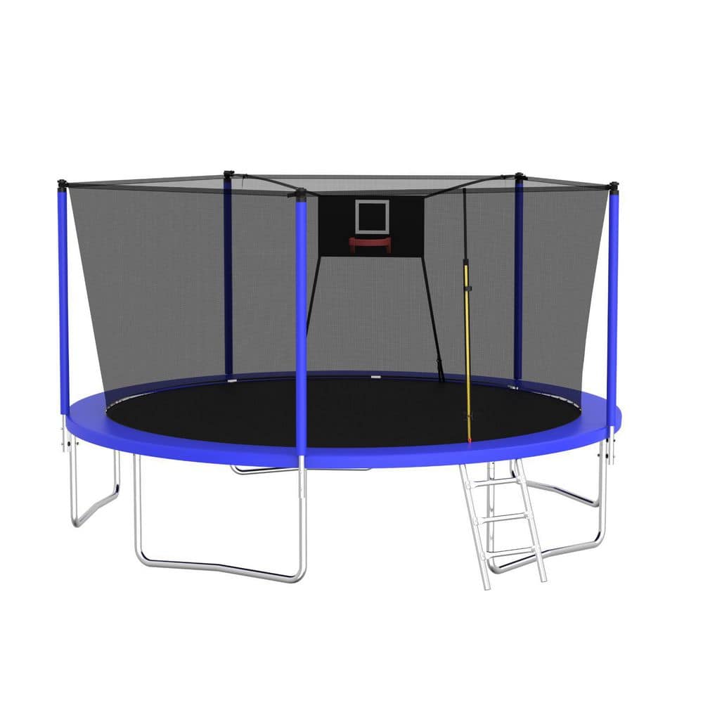 14 ft. Blue Trampoline Heavy-Duty Trampoline Sports Fitness Trampolines ...