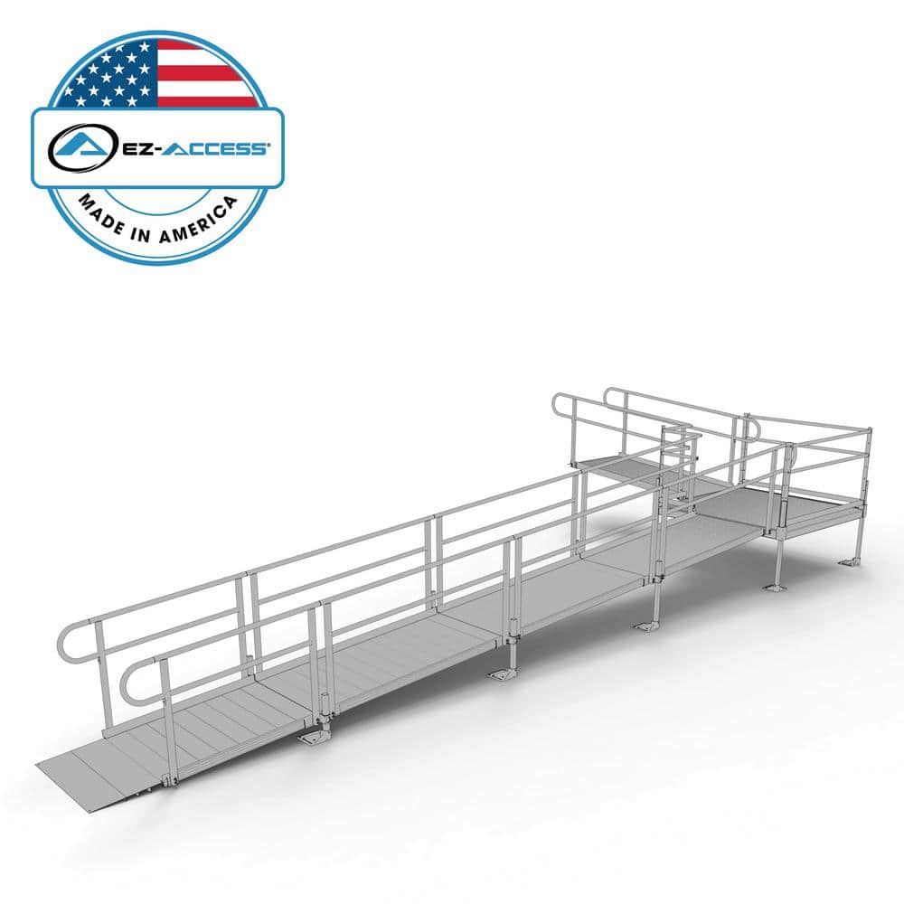 EZ-ACCESS PATHWAY 28 ft. L-Shaped Aluminum Wheelchair Ramp Kit with ...