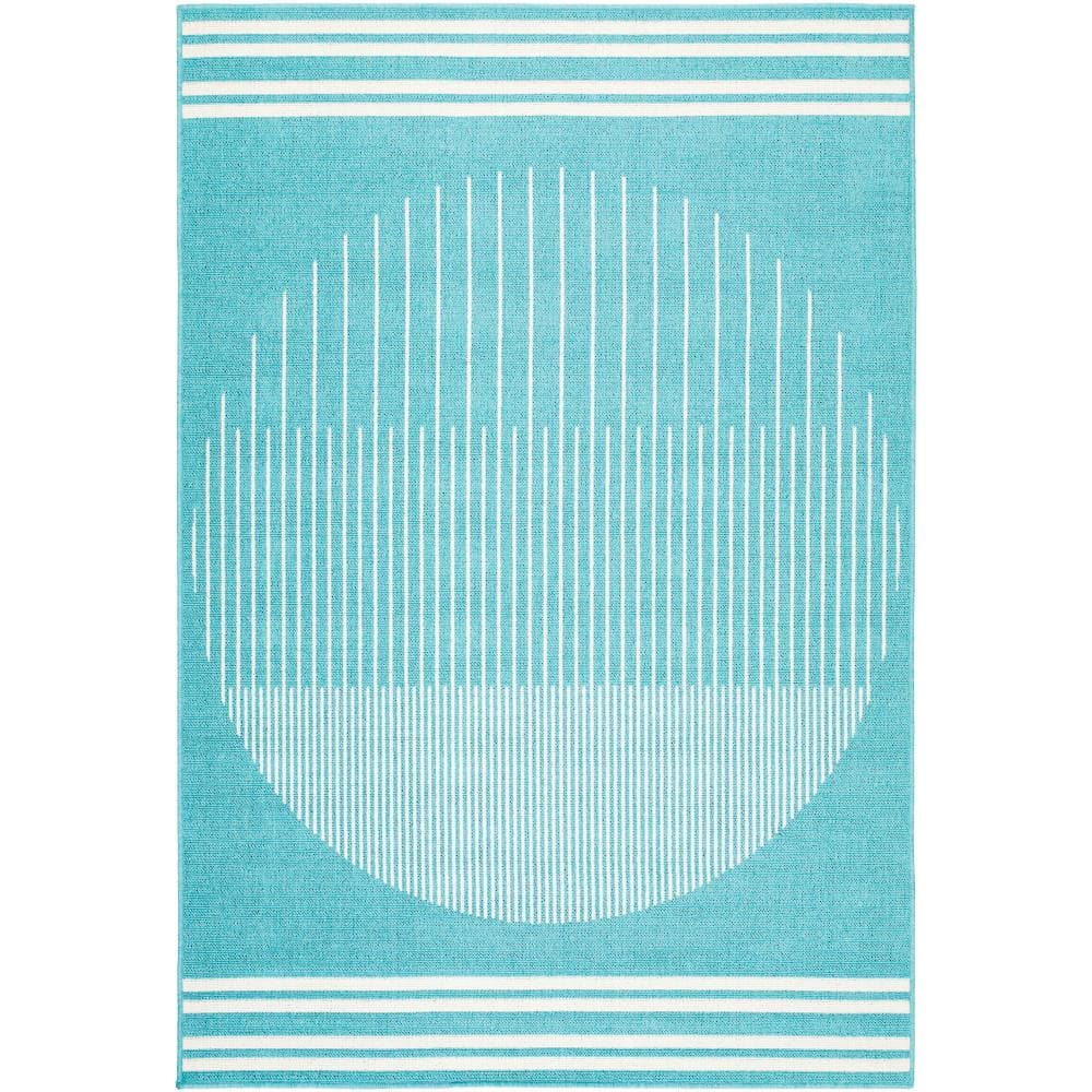 Livabliss Alfresco Mint/Off White Abstract 7 ft. x 11 ft. Indoor ...