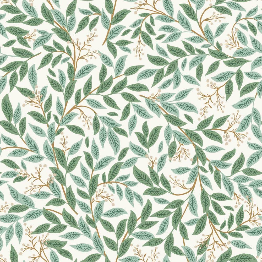 RIFLE PAPER CO. Willowberry Emerald Green Metallic Non-Pasted Wallpaper ...