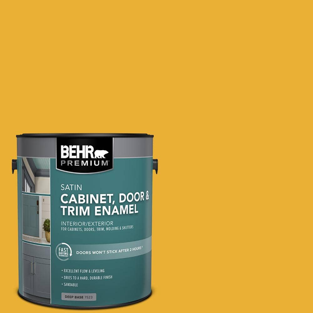 BEHR PREMIUM 1 gal. #P280-7 Midsummer Gold Satin Enamel Interior ...