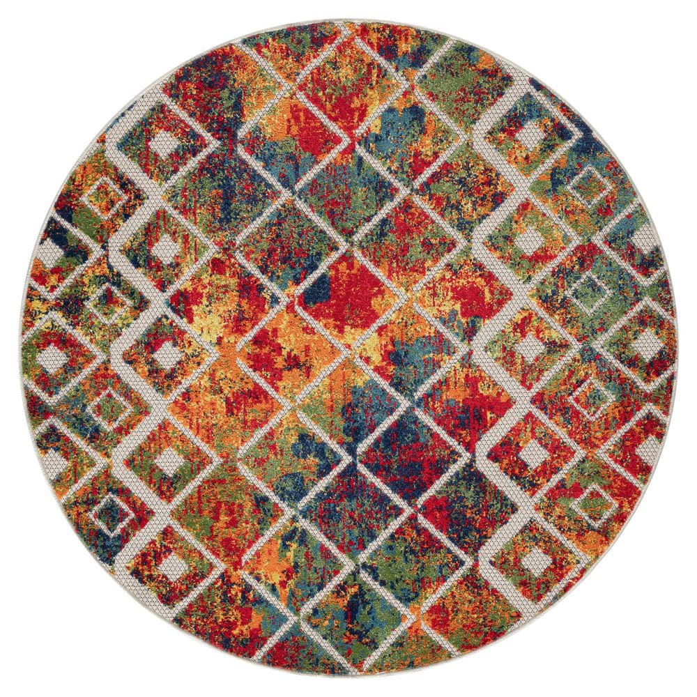 Clyde Transitional Multi 7 ft. 6 in. Round Tribal Abstract High-Low ...