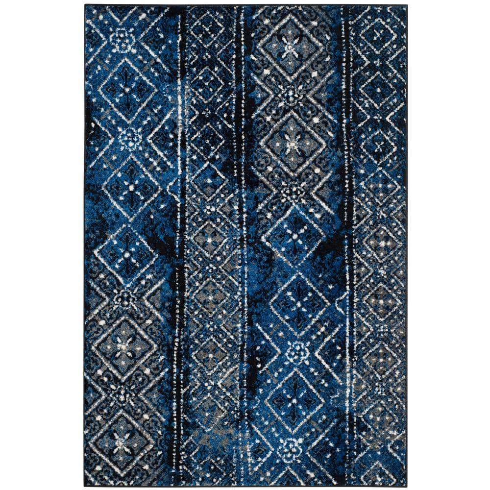 SAFAVIEH Adirondack Blue/Black 4 ft. x 6 ft. Border Area Rug ADR111A-4 ...