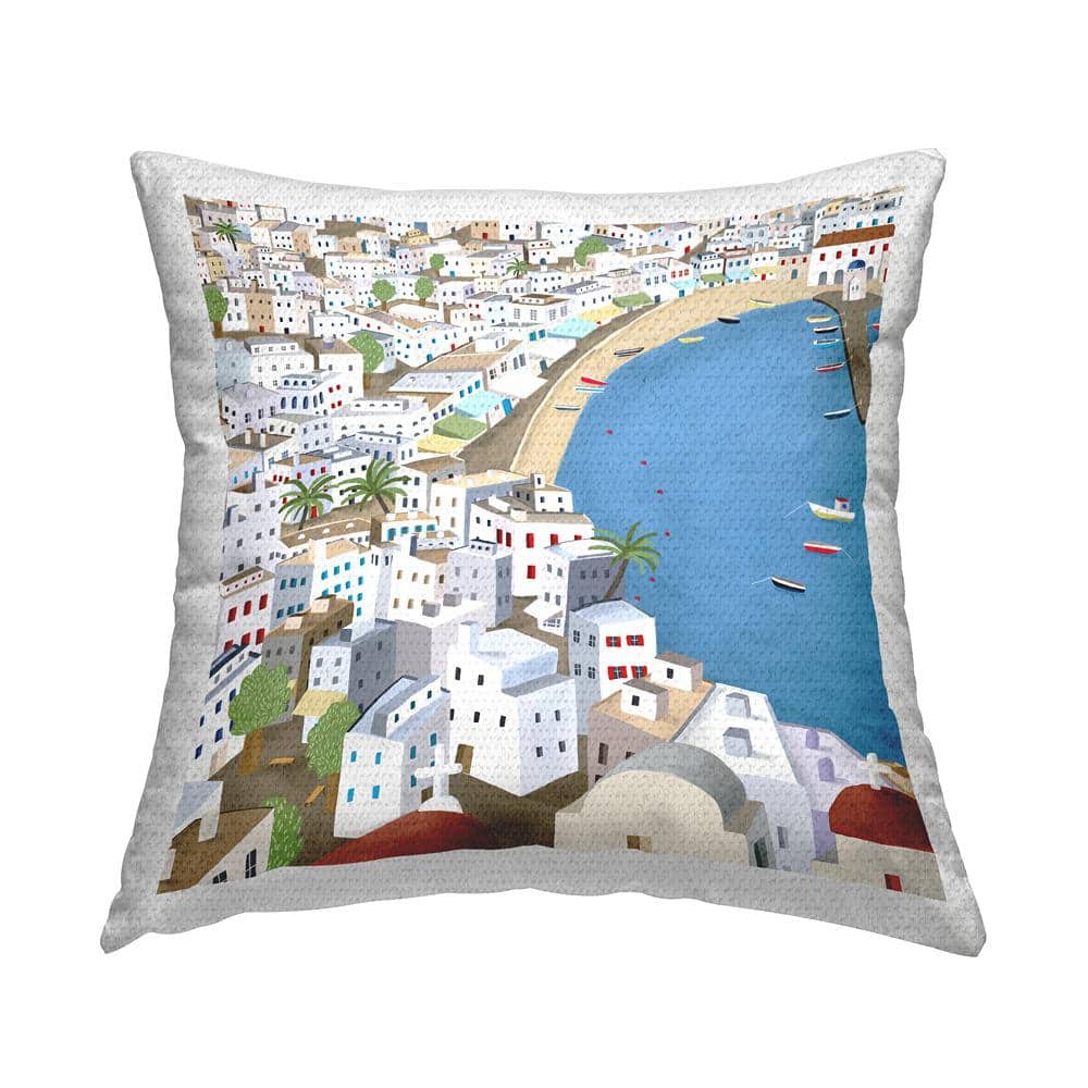 Stupell Industries Beach Town Marina Dock Boats Blue Square Outdoor ...