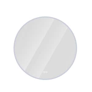 20 in. W x 20 in. H Round bathroom Vanity mirror with LED Light, Anti ...
