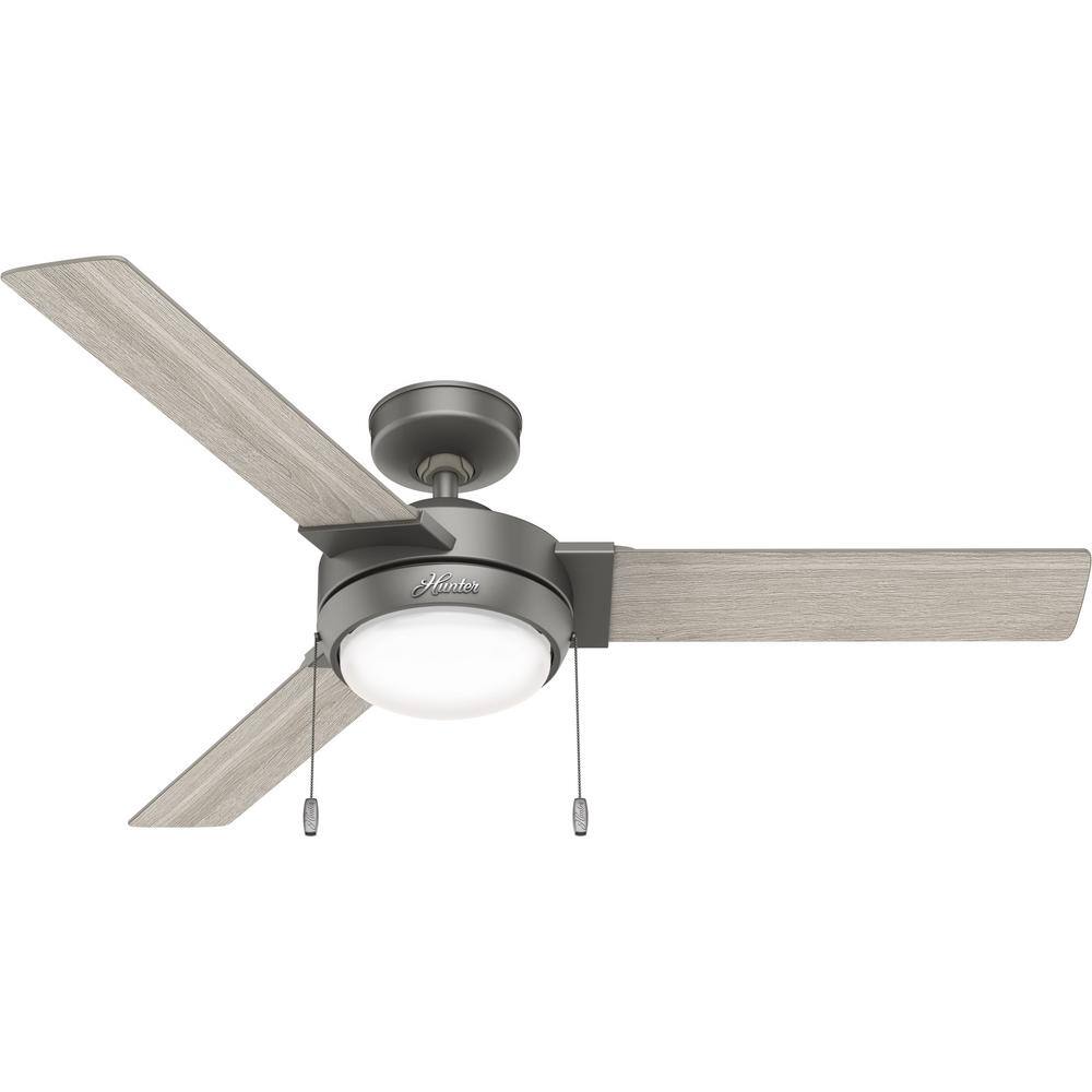 Hunter Mesquite 52 in. Indoor Matte Silver Ceiling Fan with Light Kit ...