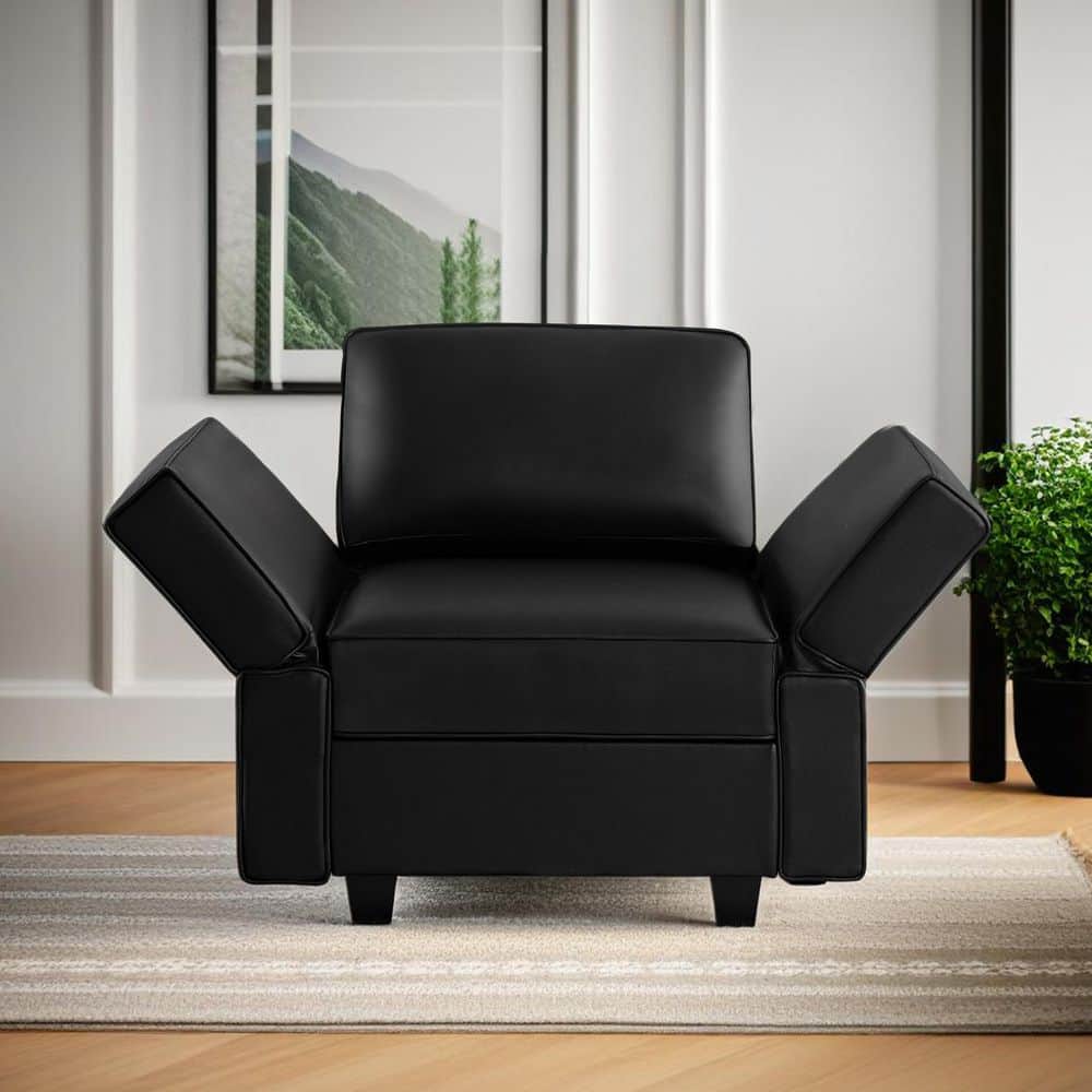 HOMESTOCK 35.82 in. Faux Leather Accent Chair Streamlined Comfort for ...