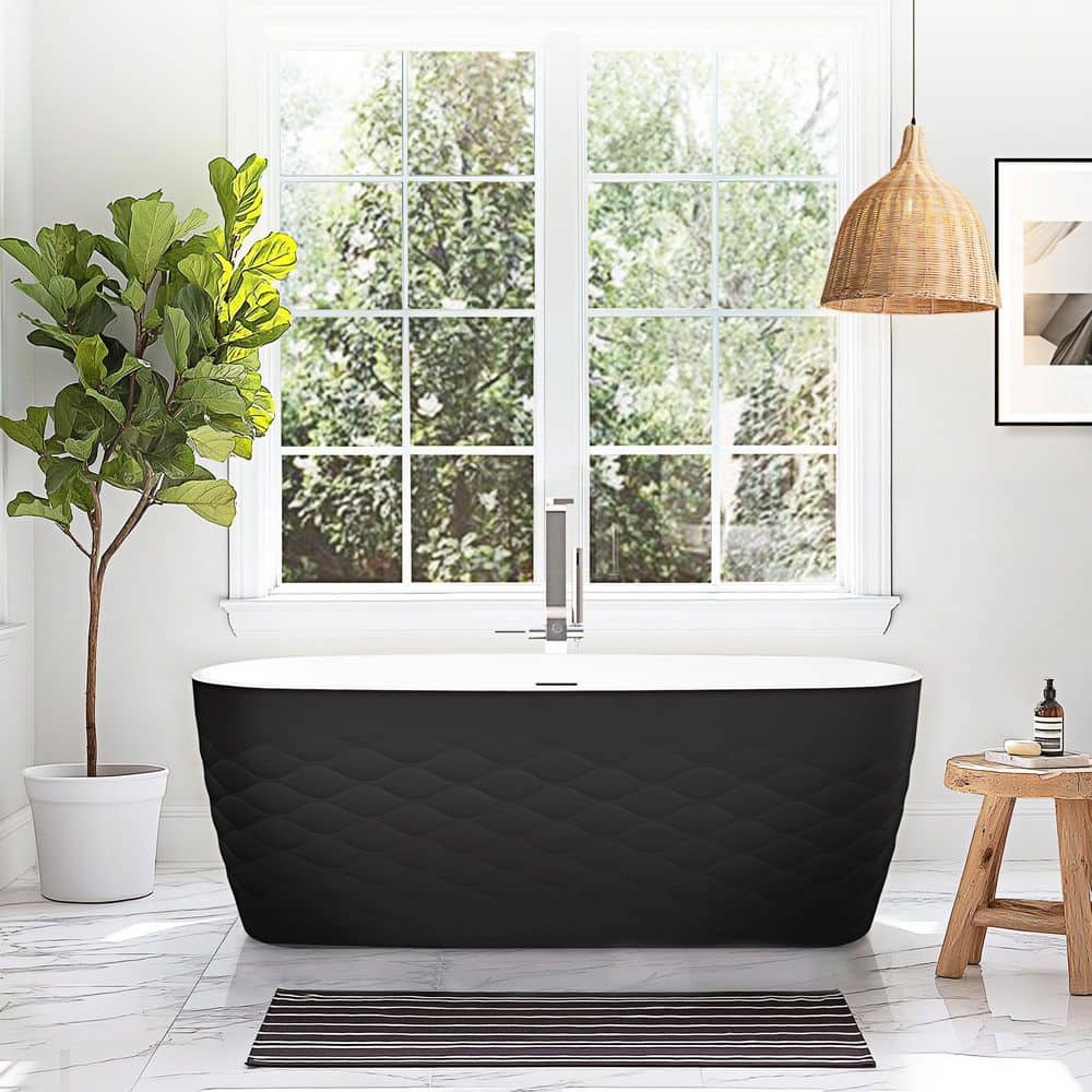ROSWELL London 66.9 in. x 31.5 in. Freestanding Acrylic Soaking Bathtub ...