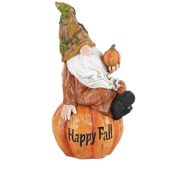 Autumn Gnome Resin Figurine with Happy Fall Thanksgiving Pumpkin ...