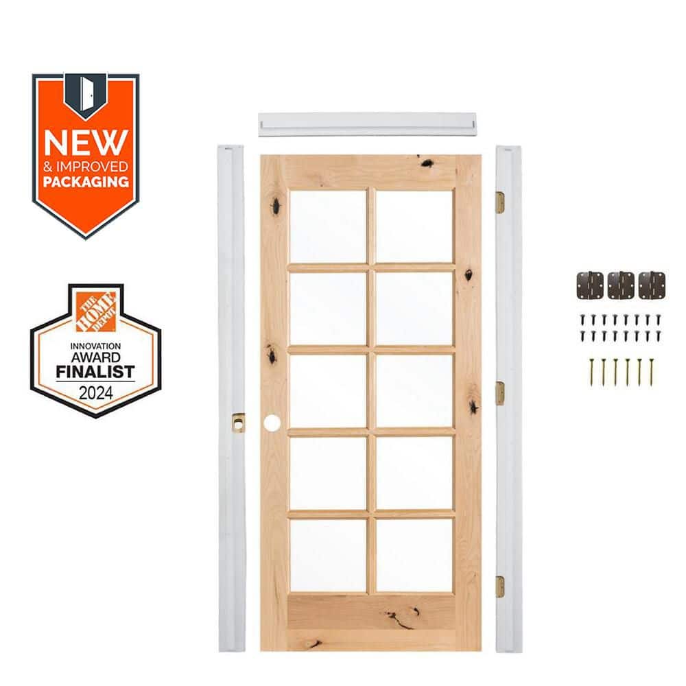 Krosswood Doors 24in.x80in. Right-Hand 10-Lite Clear Glass Unfinished ...