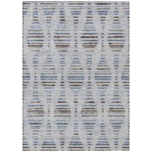 Addison Rugs Chantille Machine Washable Indoor/Outdoor Abstract ACN2027 Ivory 8 ft. x 8 ft. Area ...