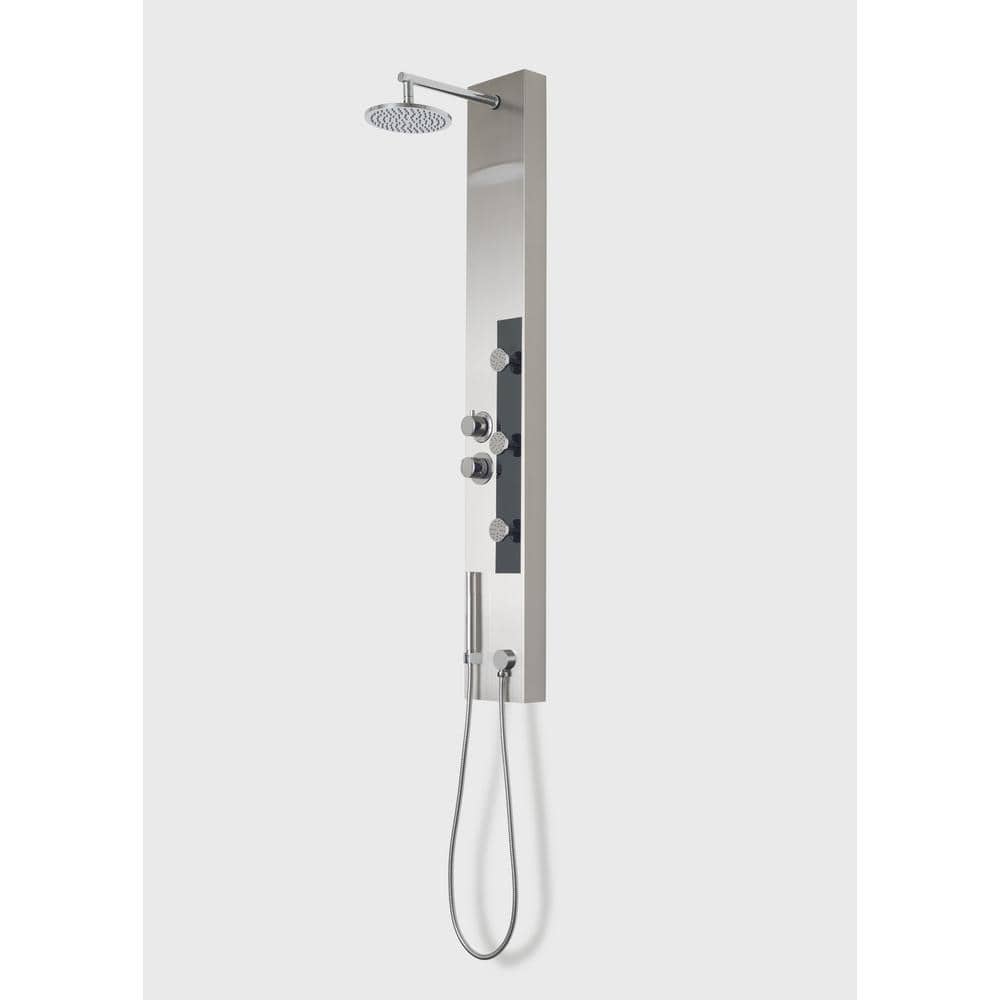 A&E Capri VI Shower Panel with Rain Shower Head and Thermostatic Valve ...