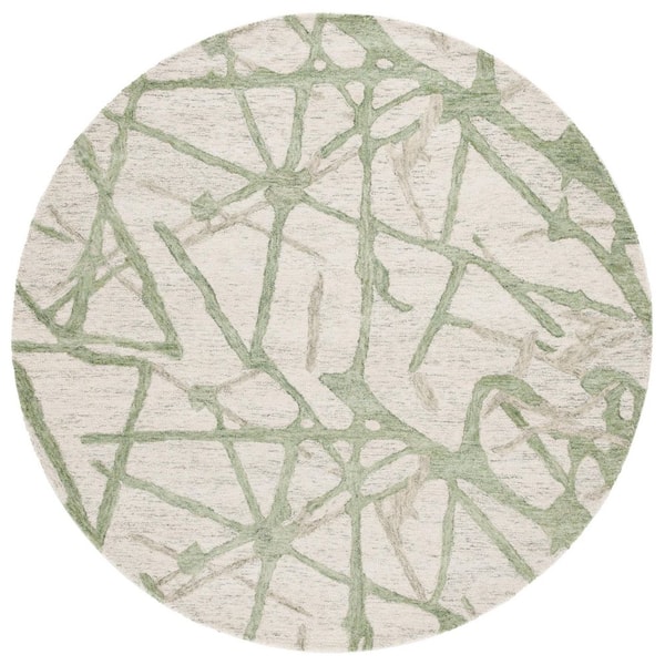 SAFAVIEH Ebony 6 ft. x 6 ft. Ivory/Light Green Contemporary Abstract ...