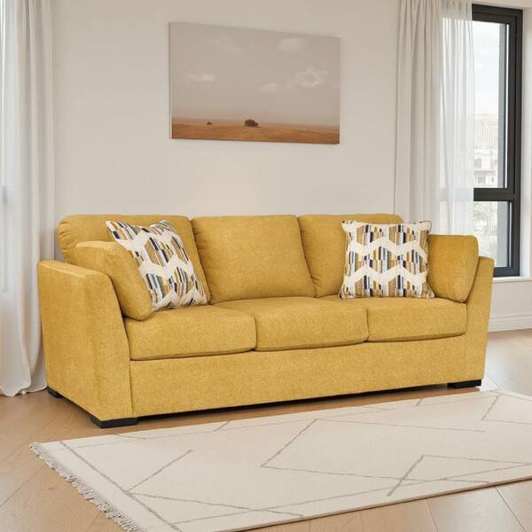 Benjara Viena 41 in. Square Arm Velvet Rectangle Shape with 2 Accent ...