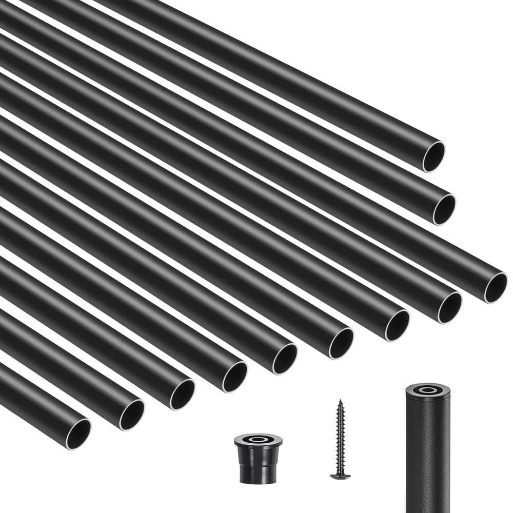 SVOPES 26 in. Aluminum Stair Balusters, 101 Pack 3/4 in. Waterproof Round Metal Spindles with ...