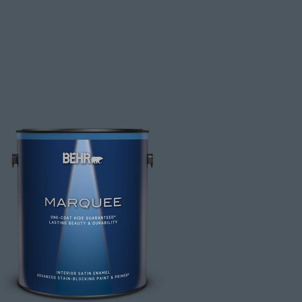 BEHR MARQUEE 1 gal. #N480-7 Midnight Blue One-Coat Hide Satin Enamel ...