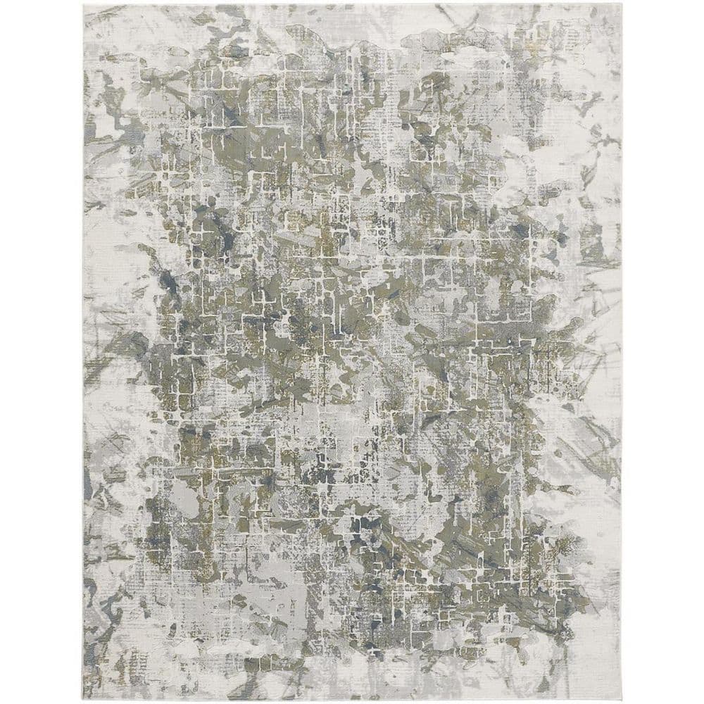 HomeRoots 2 ft. x 8 ft. Gray, Ivory Abstract Area Rug 2000512881 - The ...
