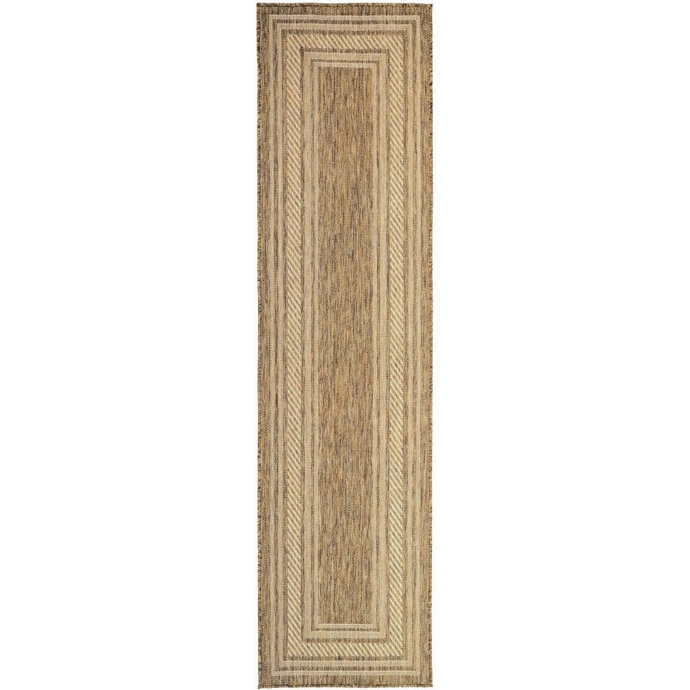 Nourison Horizon Natural 2 ft. x 8 ft. Indoor/Outdoor Bordered ...