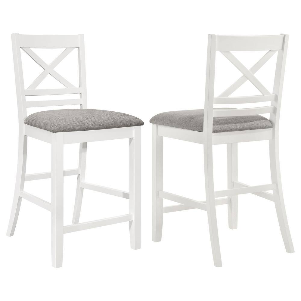 Coaster Hollis White and Gray Padded Seat X-Back Counter Height Dining ...