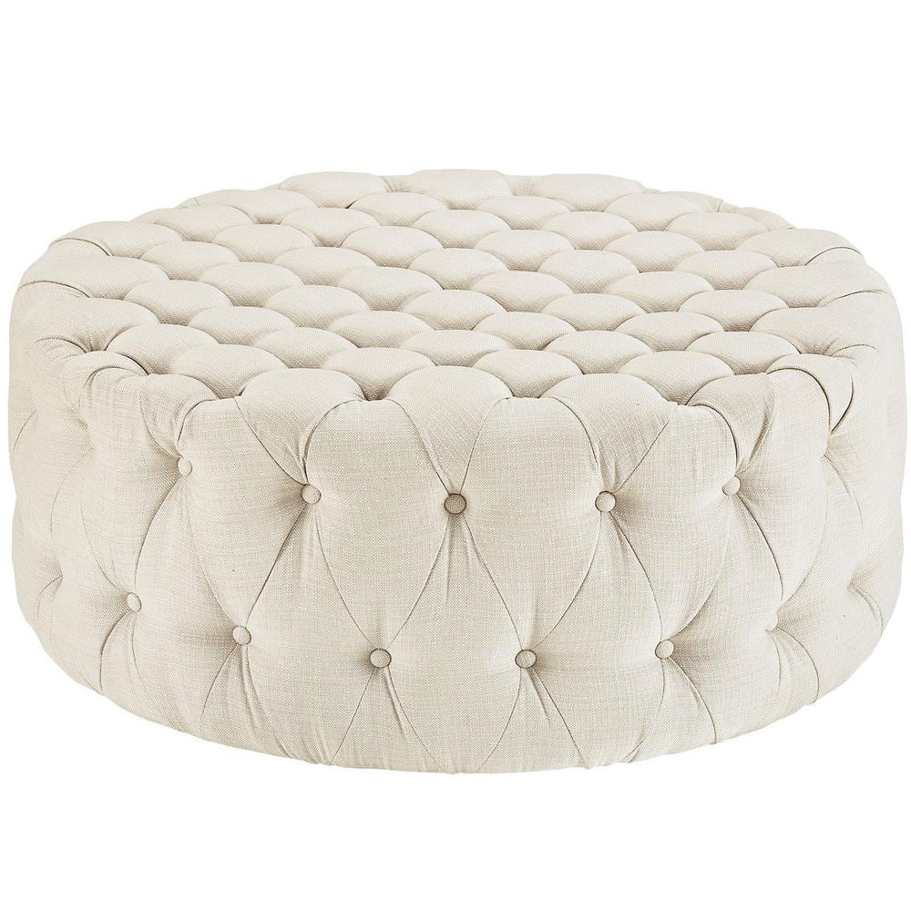 MODWAY Beige Amour Upholstered Fabric Ottoman EEI-2225-BEI - The Home Depot