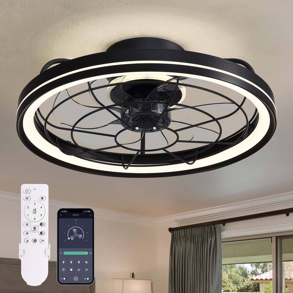 FANNEHONNE 19 in. Indoor Integrated LED Modern Farmhouse Ceiling Fan ...