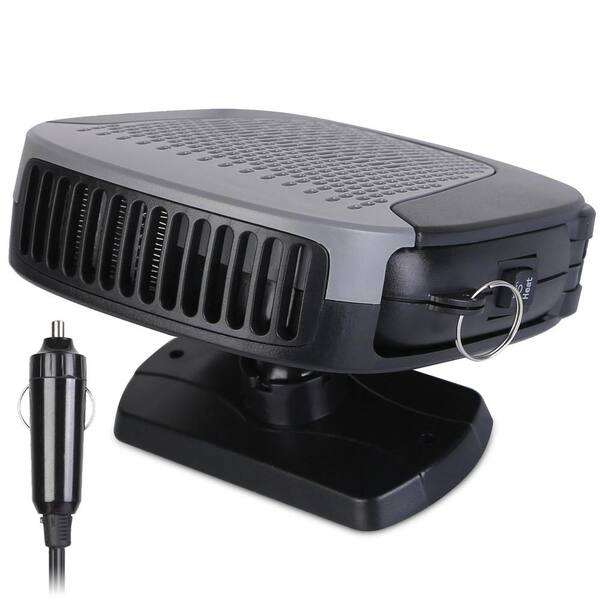 Ahfiwaso Portable Electric Car Heater 2 in. 1 Forced Air Defroster Demister Windshield Heater Auto Cooling Fan Lighter Plug Black